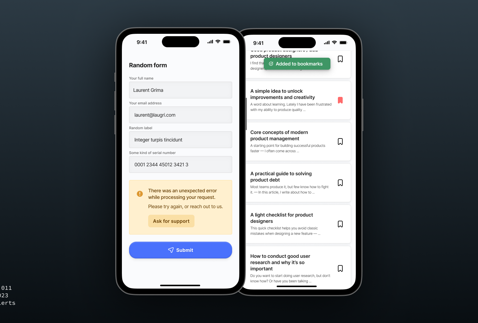 Daily UI 011 - Flash Message (Error/Success) by Laurent Grima on Dribbble