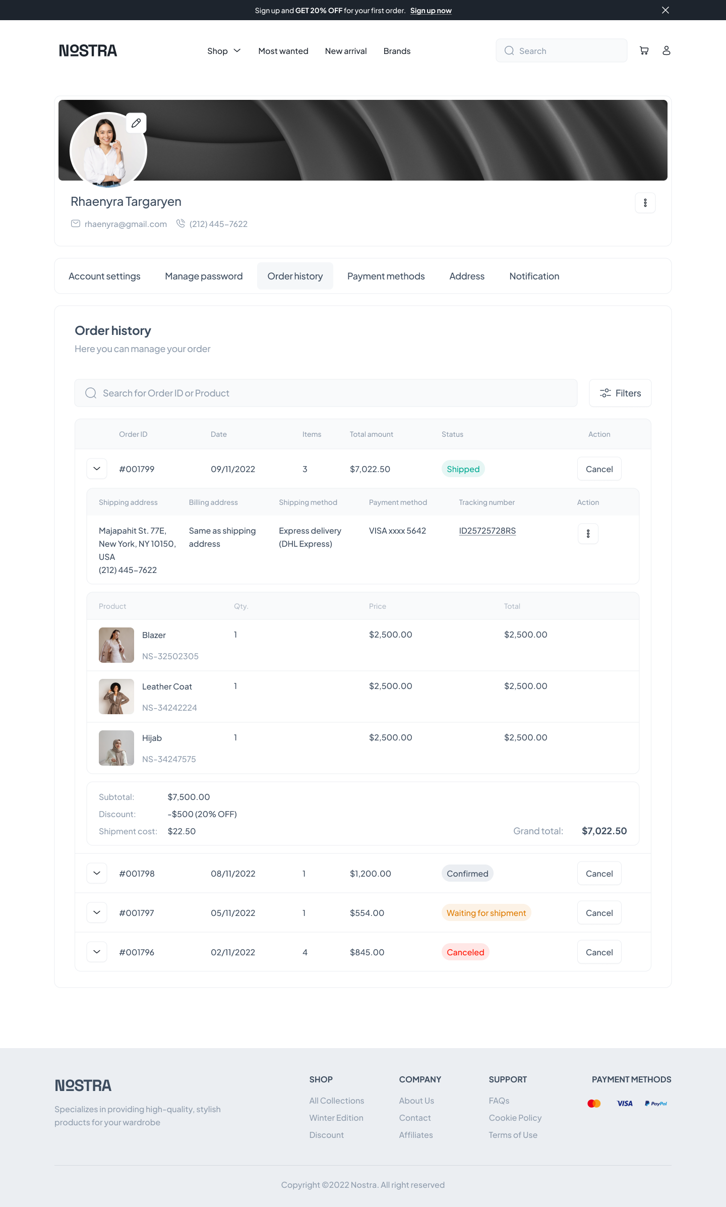 Fashion E-commerce - Order History by Naufal Hafiizh® for Pixelz on ...