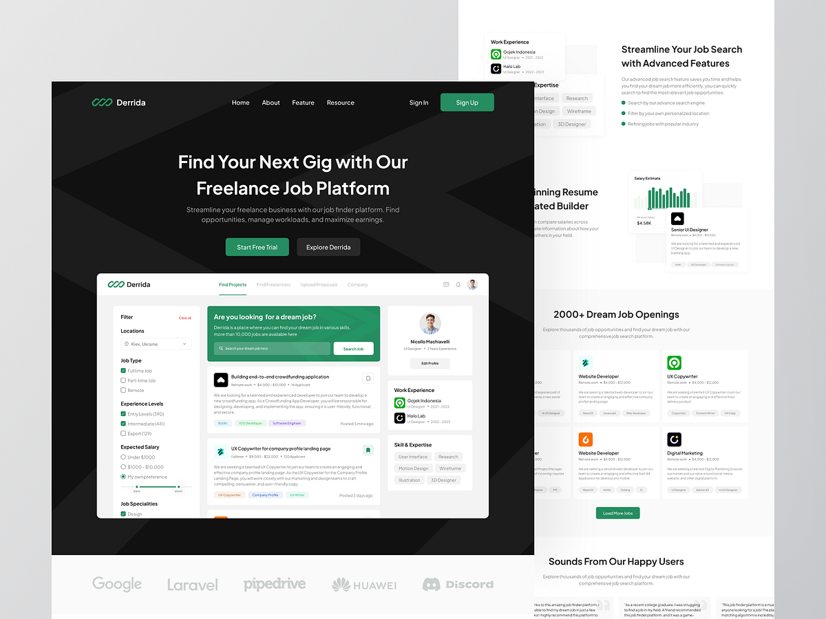 Derrida - Freelance Job Landingpage by Yoga Satria for Odama on Dribbble
