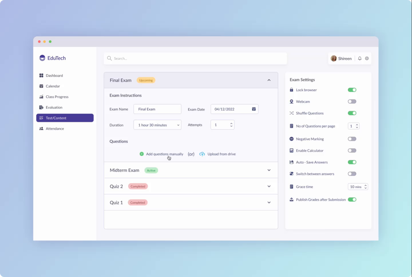 EduTech - A Student Management Tool - Add Test by Shireen Nuthalapati ...