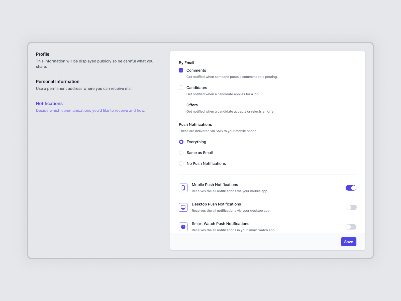 Settings Page UI Design by Tushar Kanjariya on Dribbble