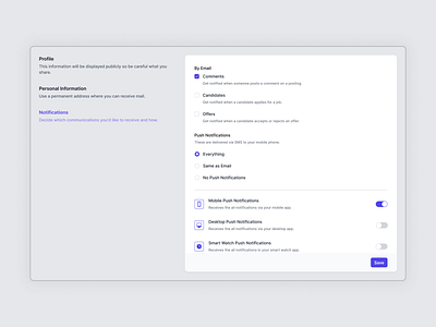 Settings Page UI Design by Tushar Kanjariya on Dribbble