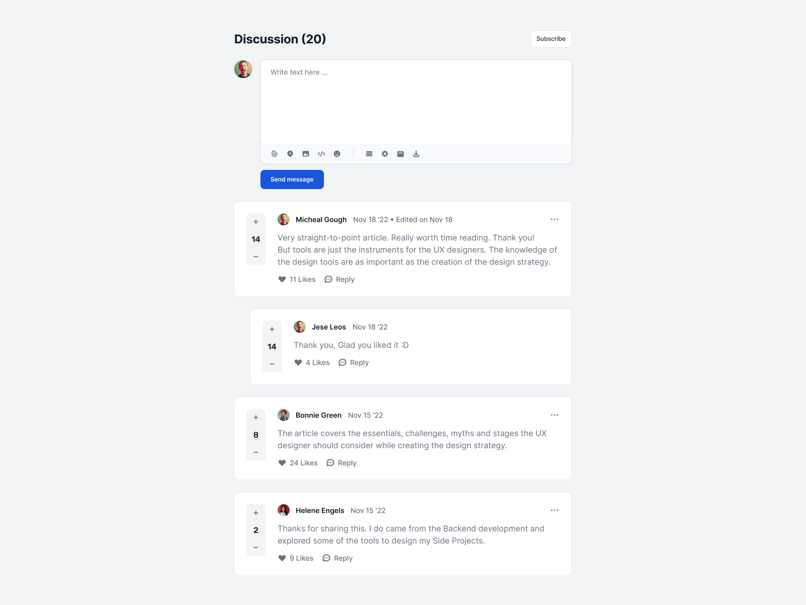 Comment section by Flowbite on Dribbble