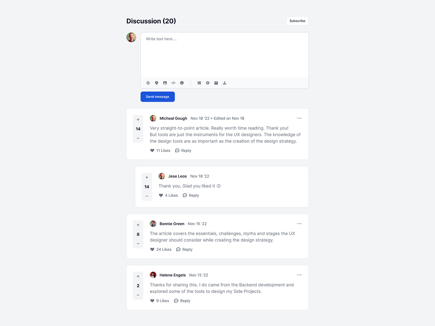 Comment section by Flowbite on Dribbble