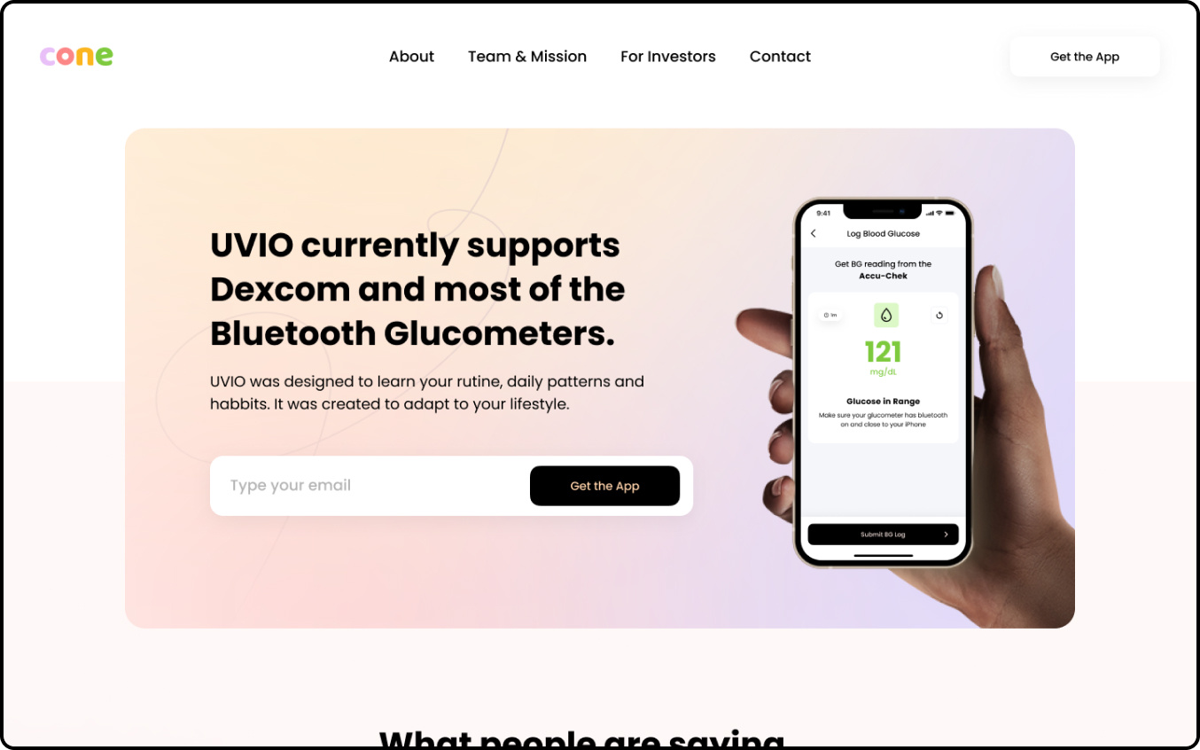 Cone Landing page - APP For Diabetes Management by Yury Smirnov for ...