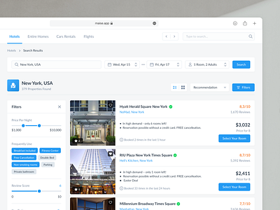 Hotels - Booking Web App by Vladimir Rakshâ on Dribbble