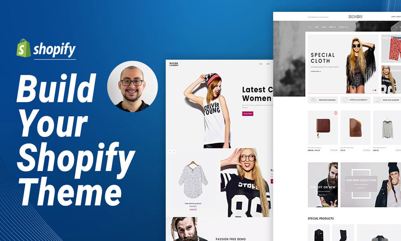 I will develop shopify theme with liquid, vue, ajax api and fix by MD ...