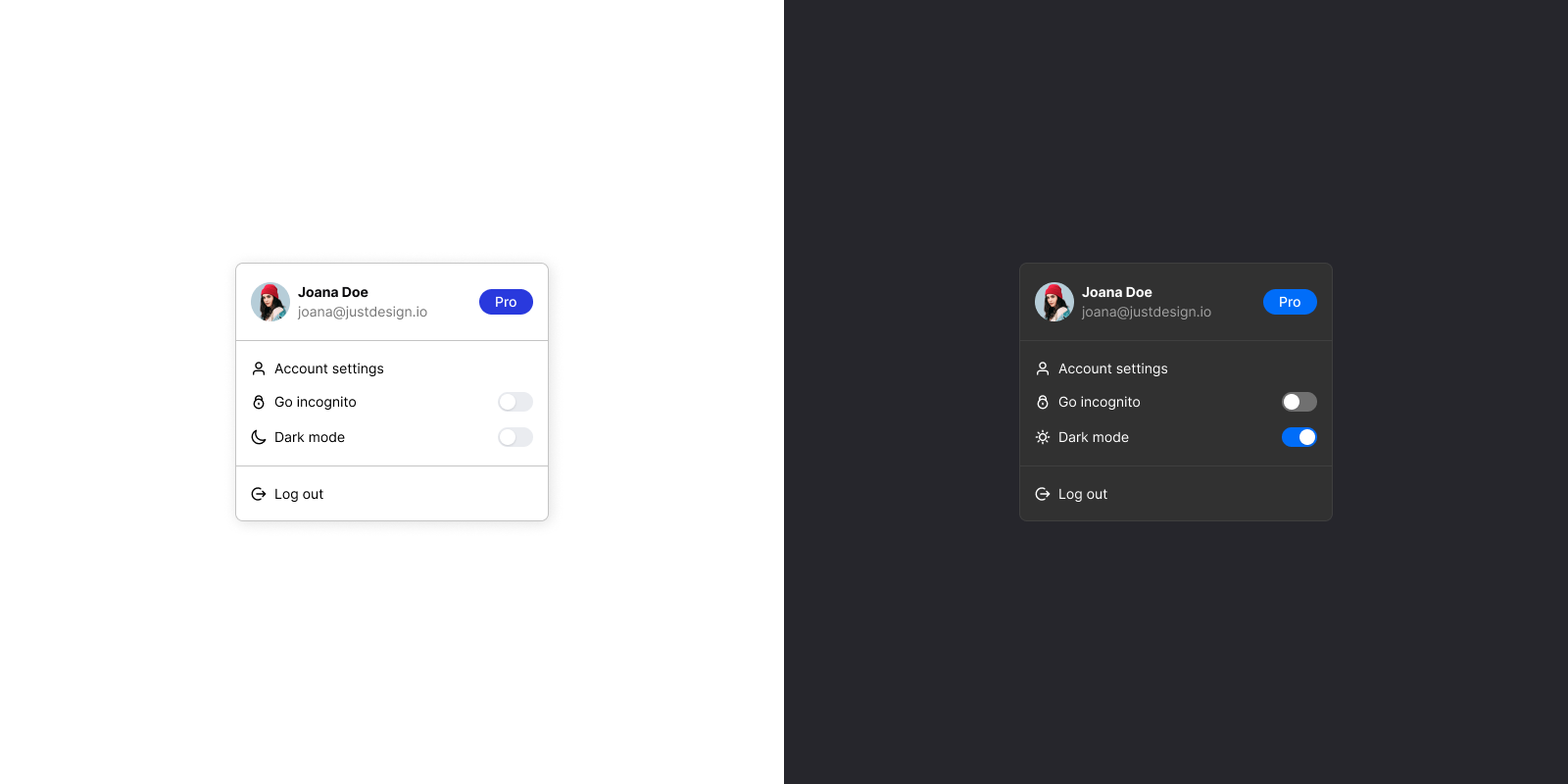 User Menu Dropdown by Miguel on Dribbble