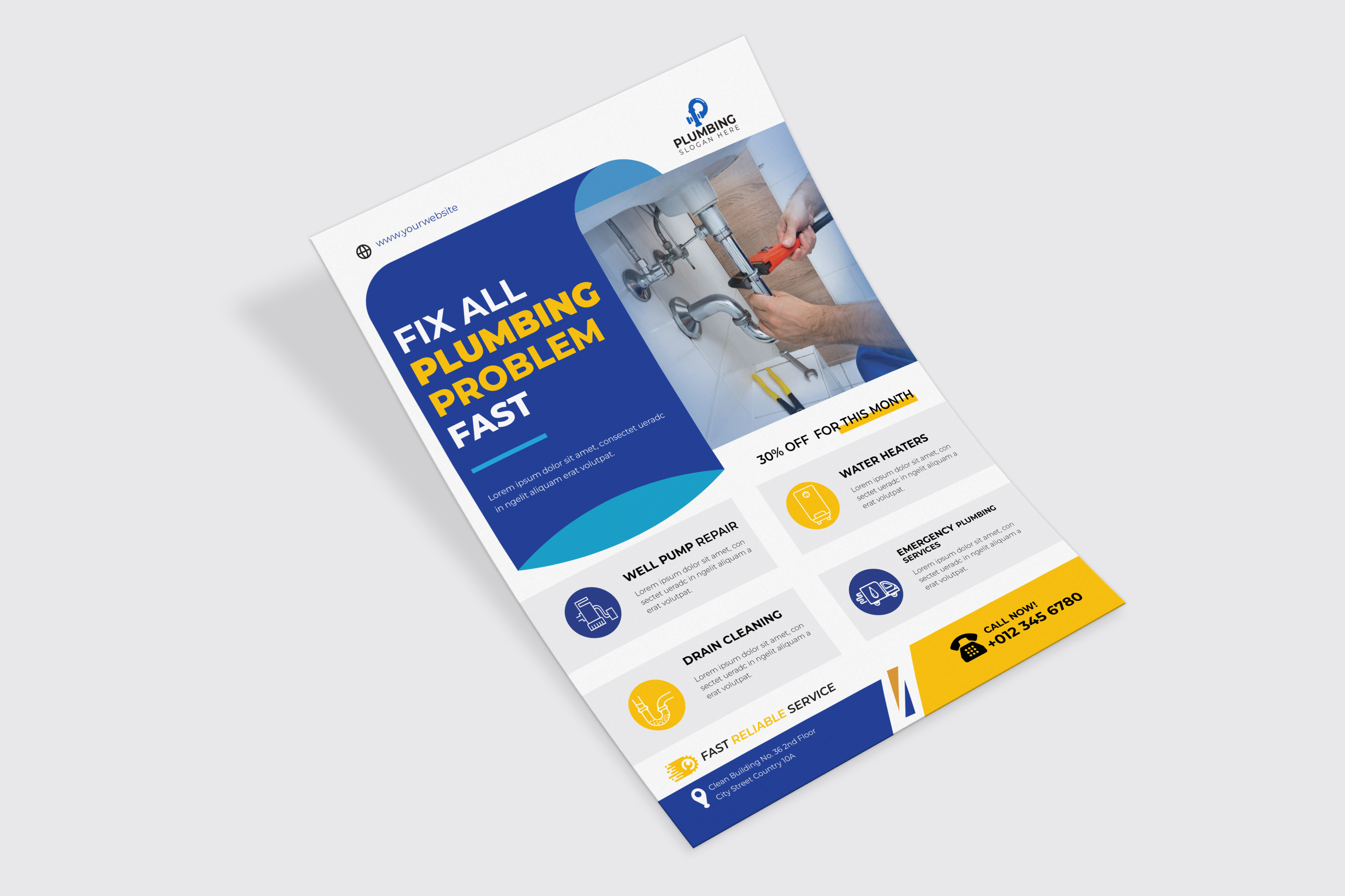 Plumbing flyer design template by Mahmudul Hasan on Dribbble