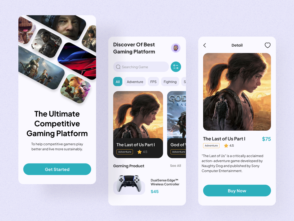 Video Game Mobile App by UI Shuffle on Dribbble