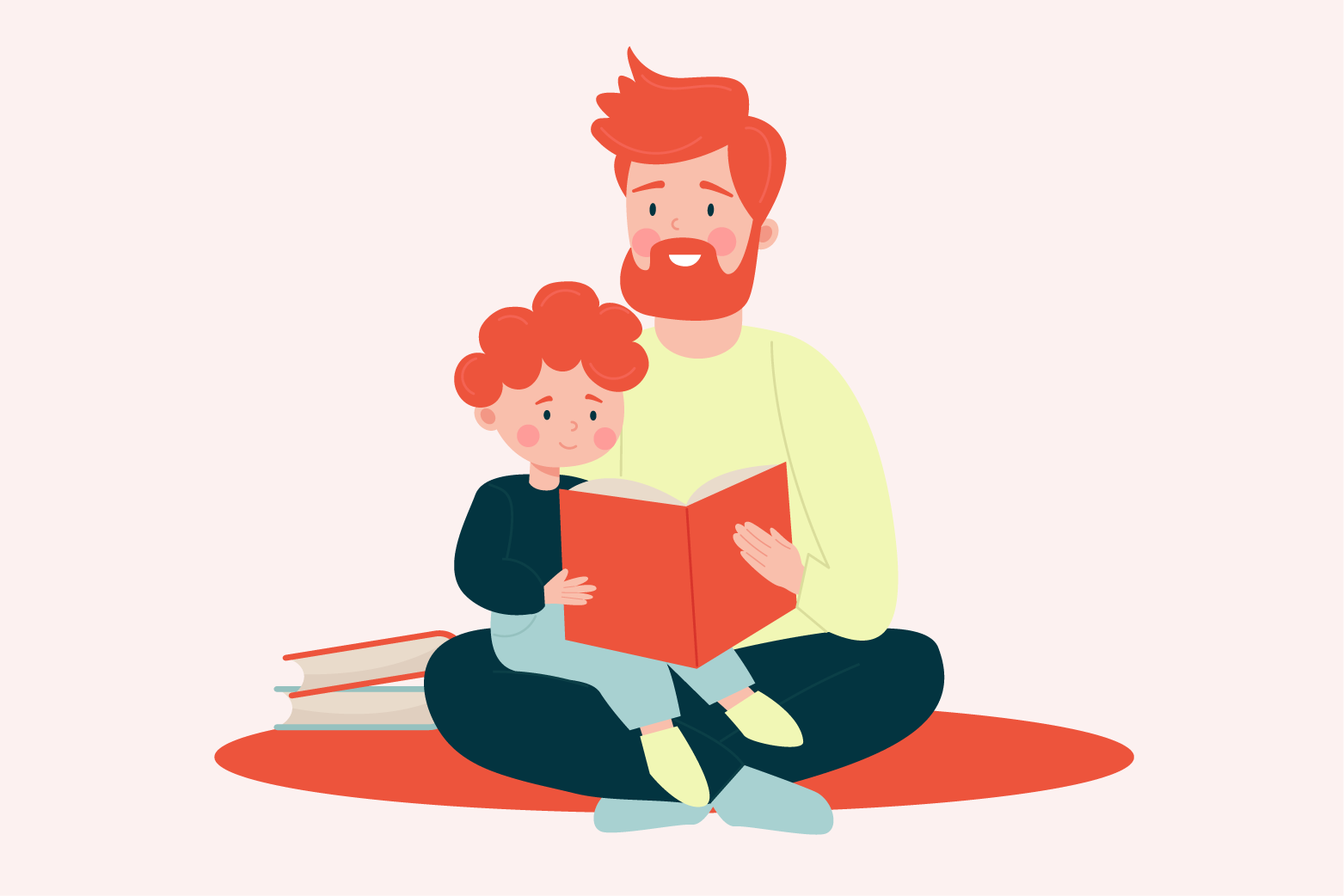 Parent and child reading a book by Helena on Dribbble