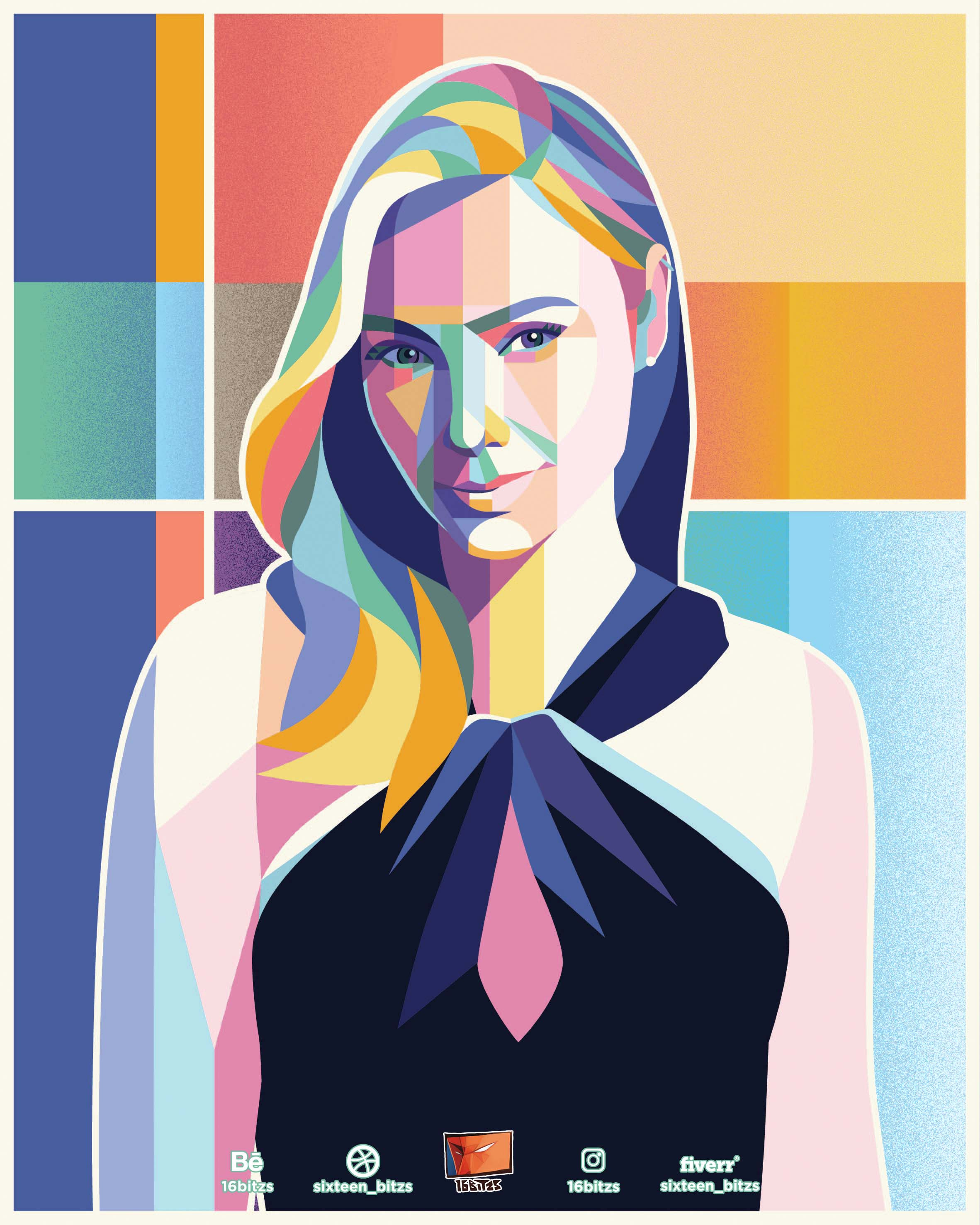 Gal gadot in "GEOMETRIC POP ART" portrait style. by 16bitzs on Dribbble