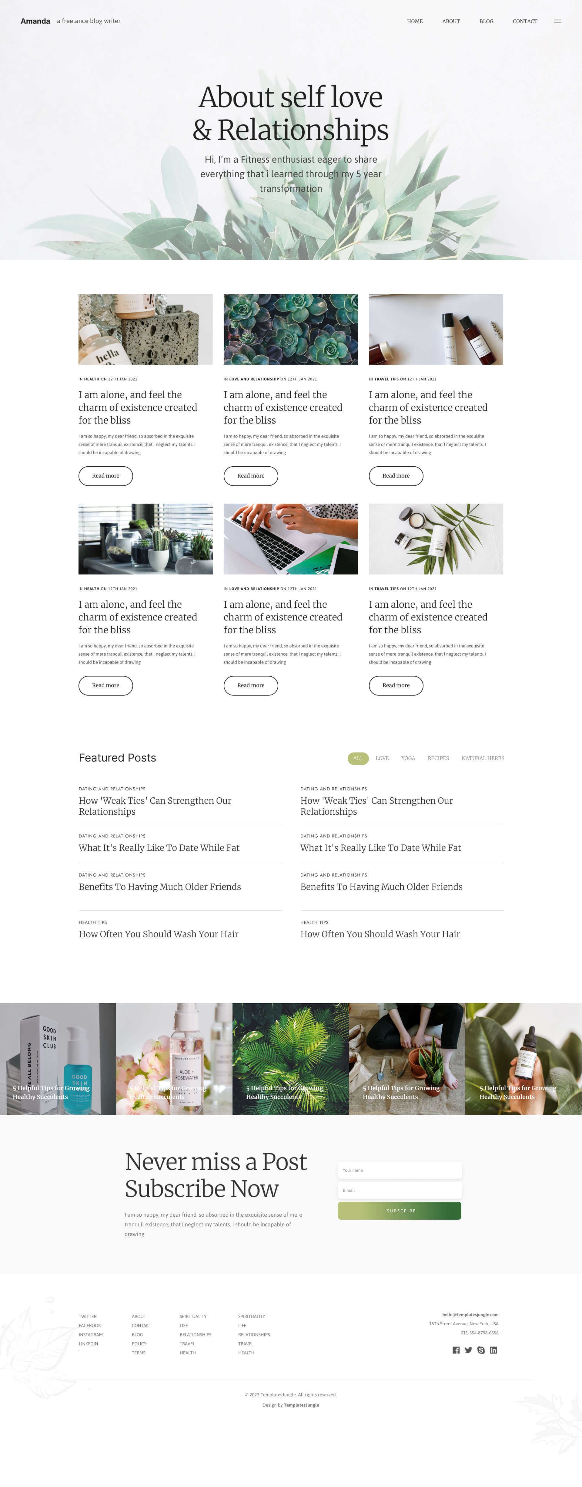 Free Lifestyle Blog Figma Template by TemplatesJungle on Dribbble