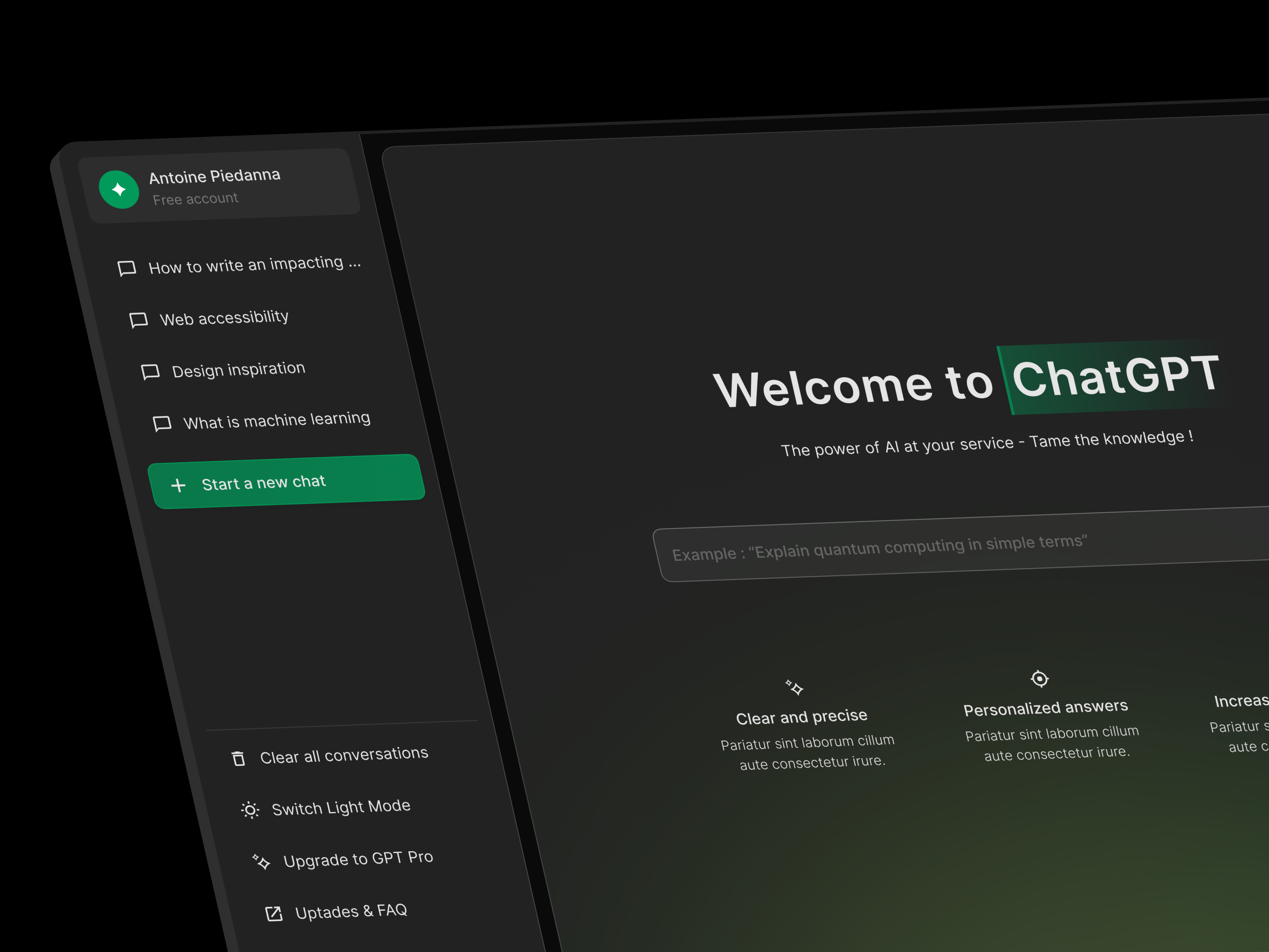 Redesign - ChatGPT by Antoine Piedanna on Dribbble
