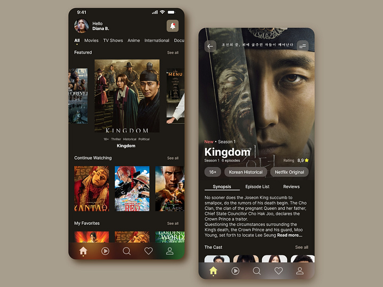 Movie streaming app design by Nikesh Beidwar | UX/UI Designer on Dribbble