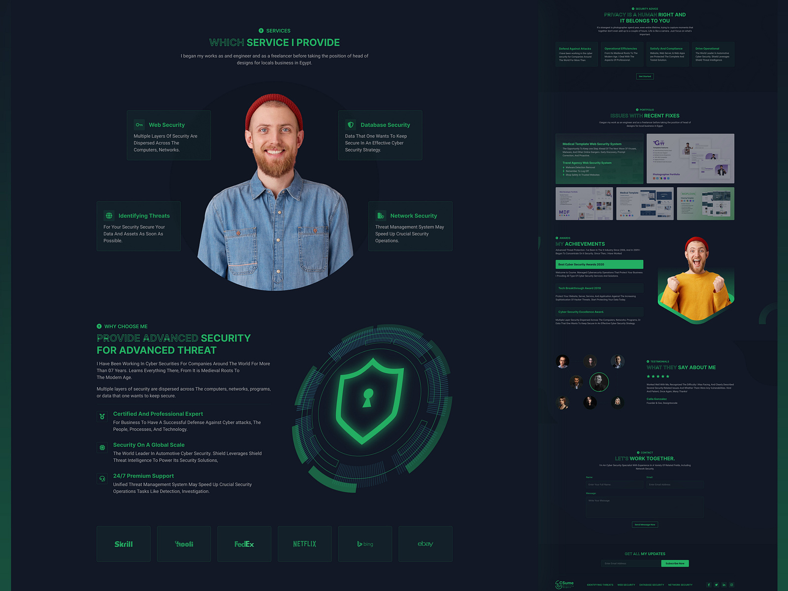 CSUME - Cyber Security One Page Template by Mahmudul Hasan Shaon on Dribbble
