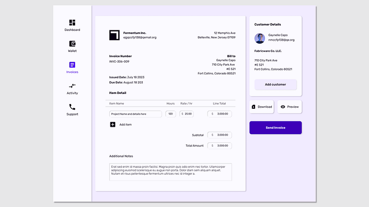 Invoice - Tablet by Aaron P on Dribbble