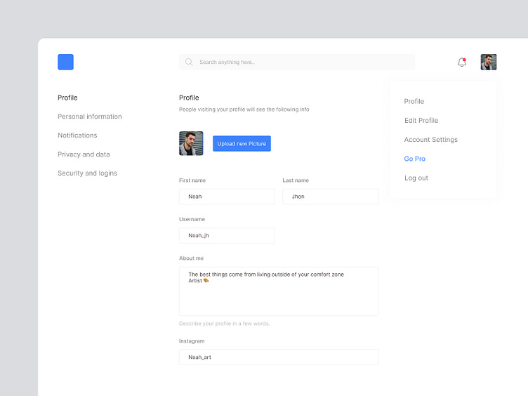 Edit Profile page by Tayssir benamor on Dribbble