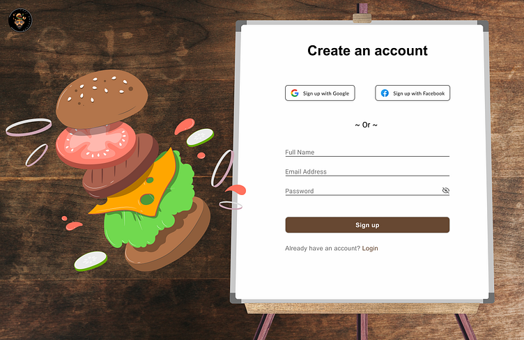 Sign up page Food menu website - Café Gracious by John Naveen on Dribbble