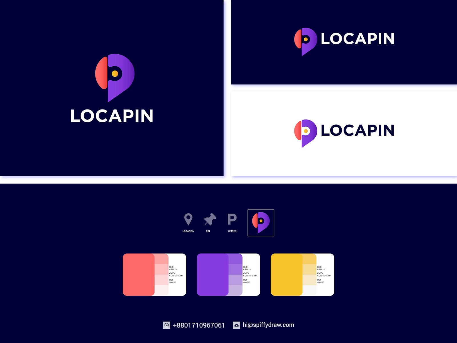 Letter P, Location, Pin, Logo Design by Spiffy Draw on Dribbble