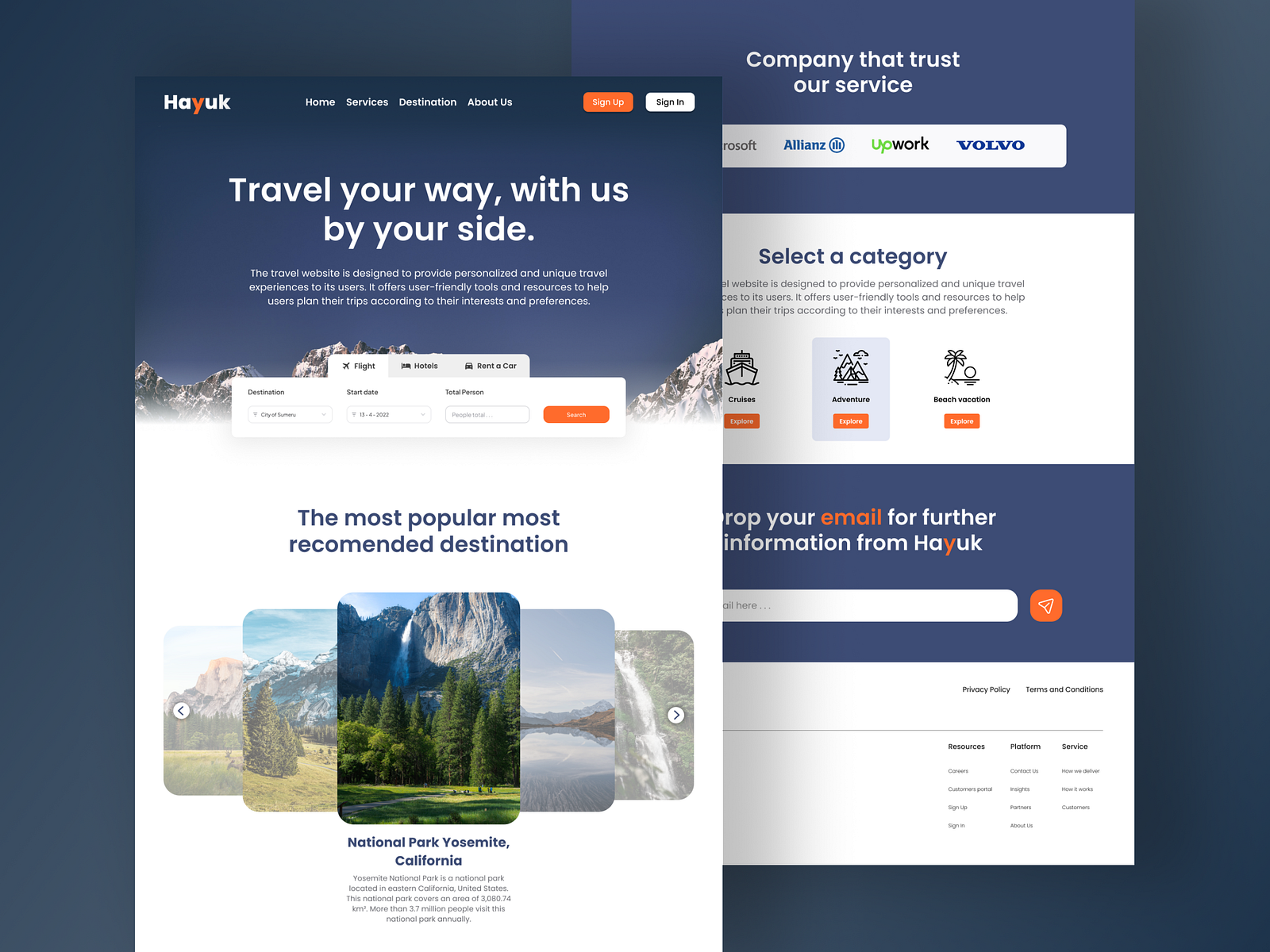 Hayuk | Travel Website | Website UI Design by Nazarudin Zaini on Dribbble