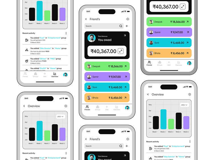Expense tracking and split app ui by Rohit Patel on Dribbble