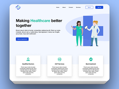 Landing Page for a Hospital by Abdullah Khan on Dribbble