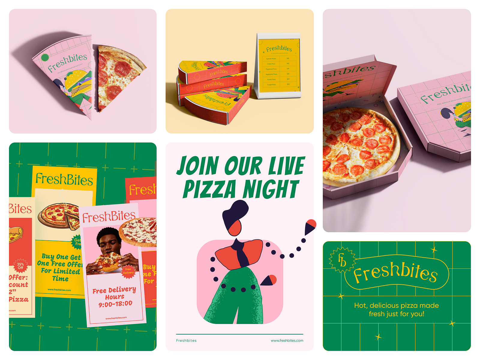 Fresh bites: Brand Identity for a pizza shop. by Orix Creative on Dribbble