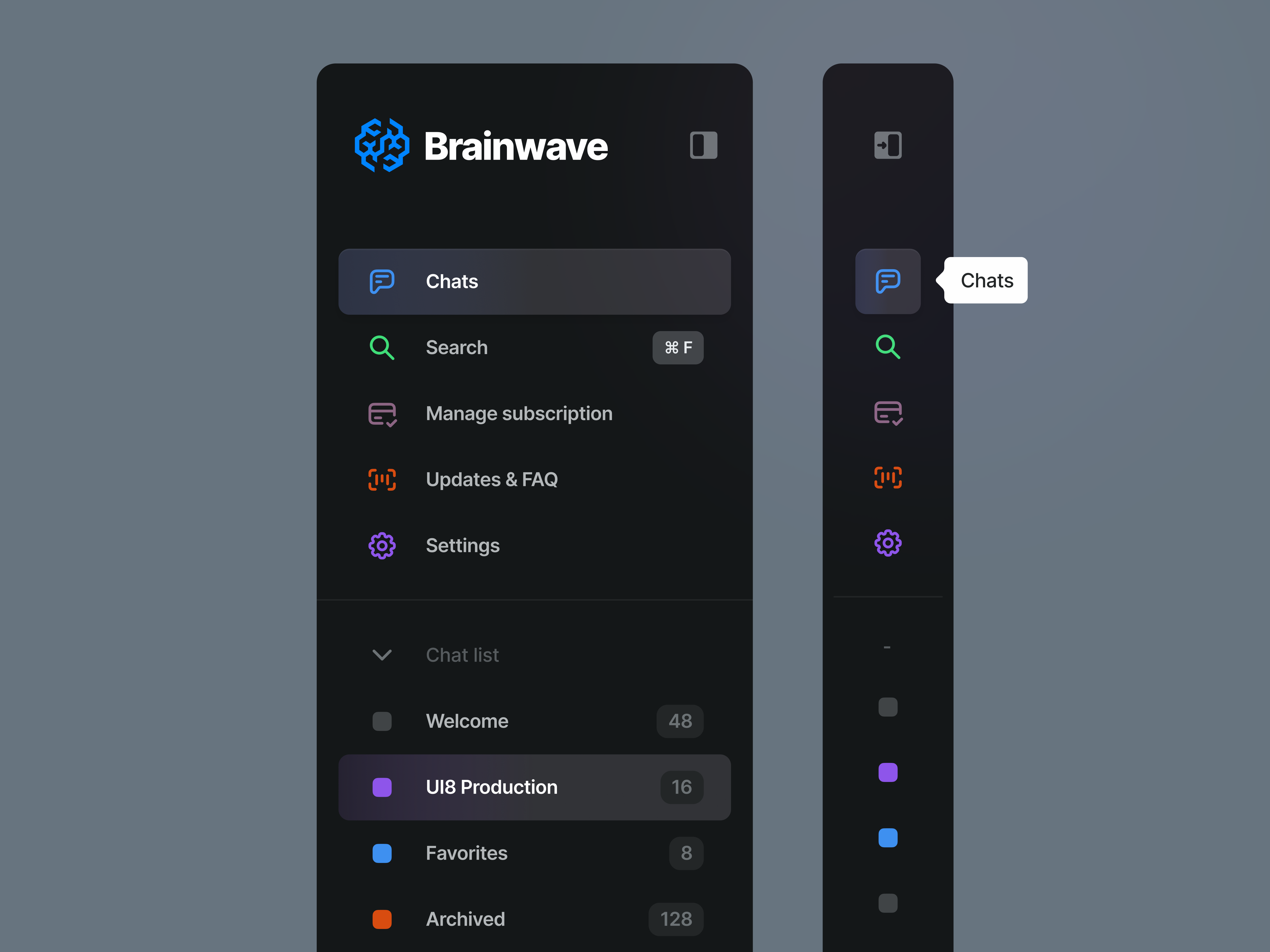 Sidebar Navigation for Brainwave - AI UI Kit by Tran Mau Tri Tam for UI8 on Dribbble