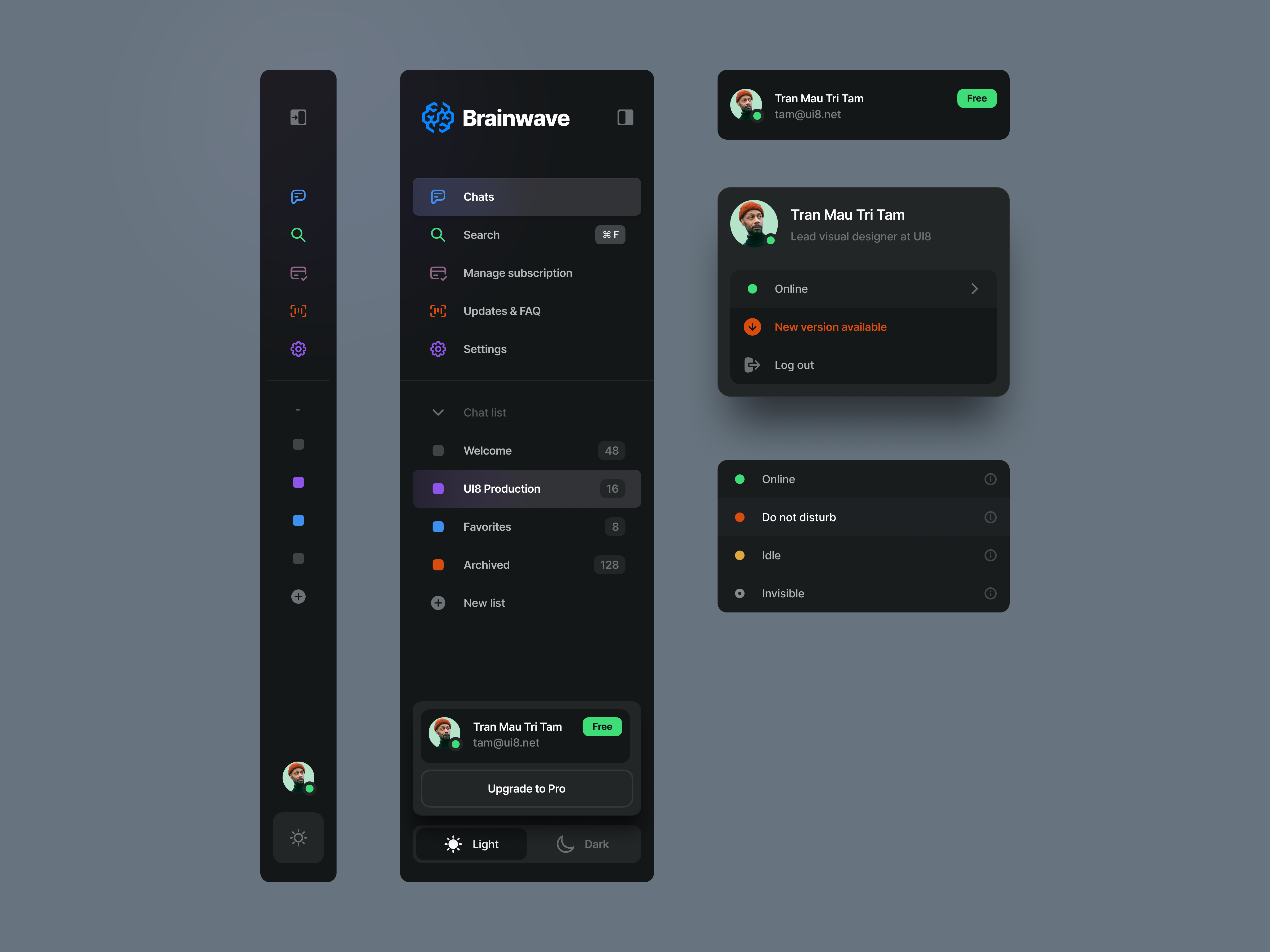 Sidebar Navigation for Brainwave - AI UI Kit by Tran Mau Tri Tam for ...