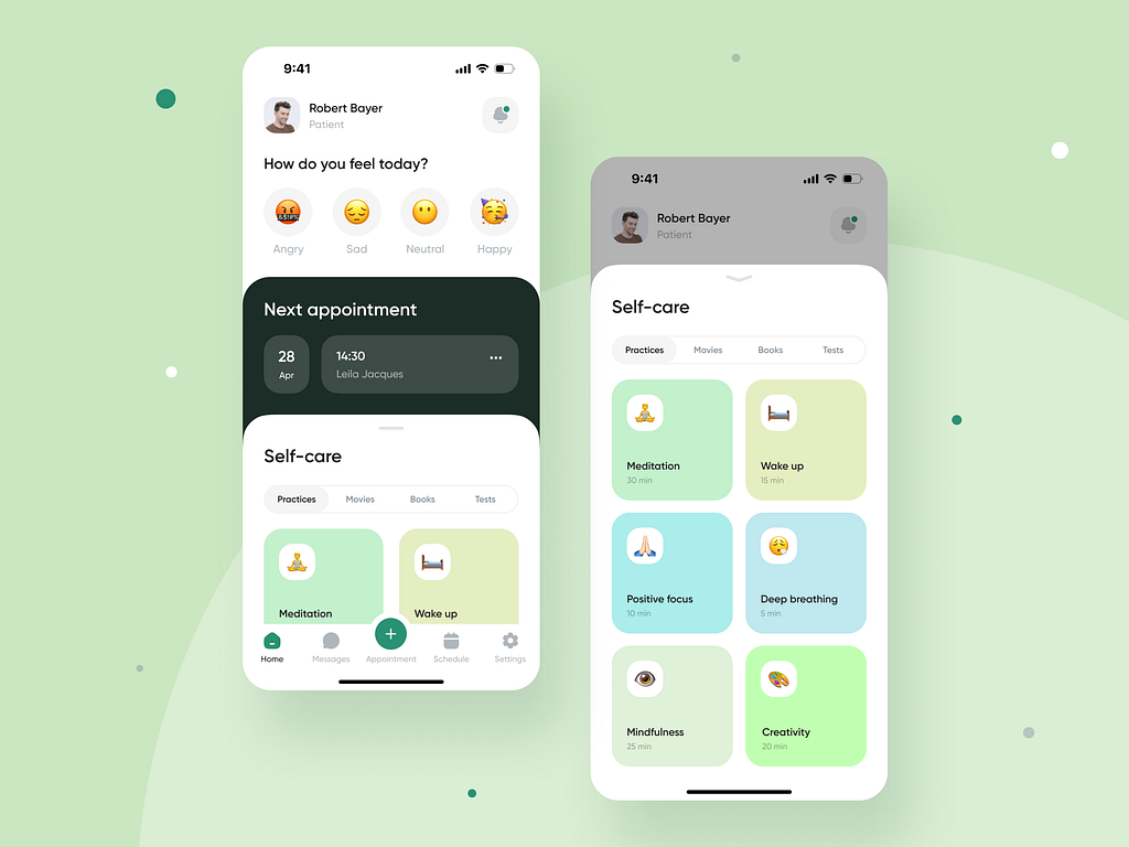 Self-care App UI by Ronas IT | UI/UX Team on Dribbble