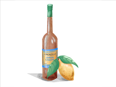 Limoncello bottle Illustration by Ekaterina Okuneva on Dribbble