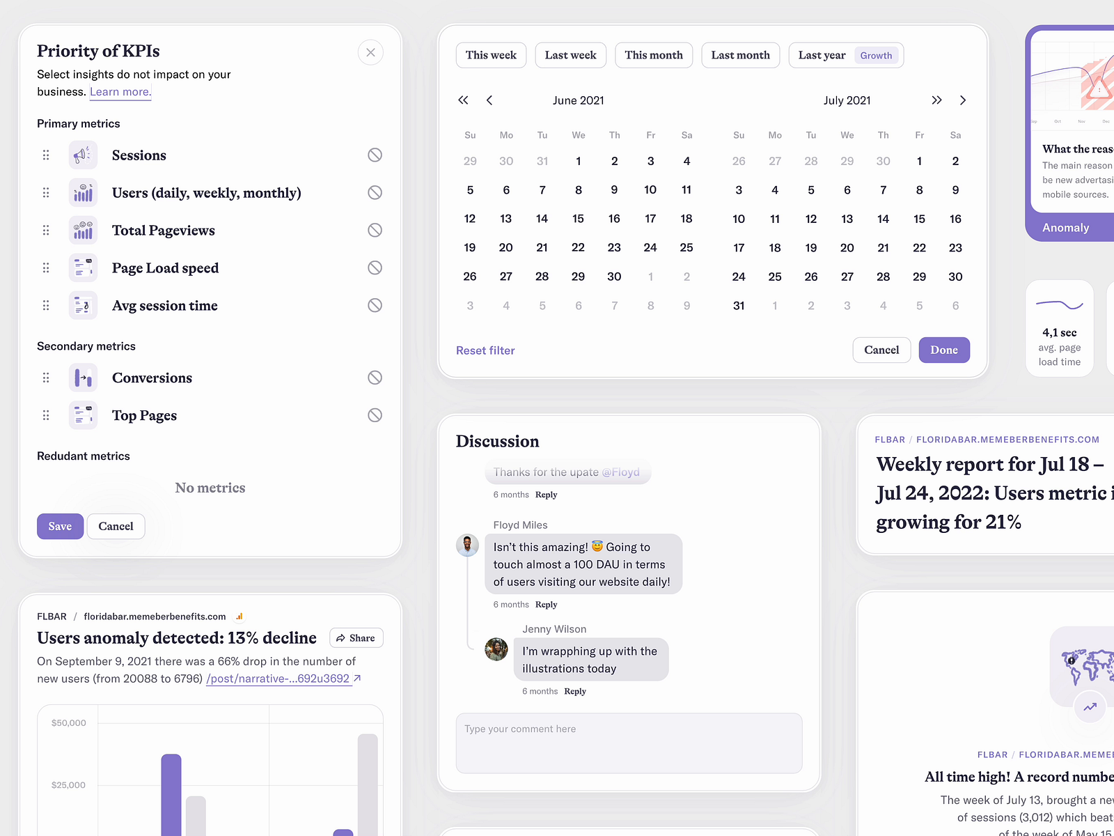 UI bites for Narrative BI by Valera Pieŭnioŭ on Dribbble