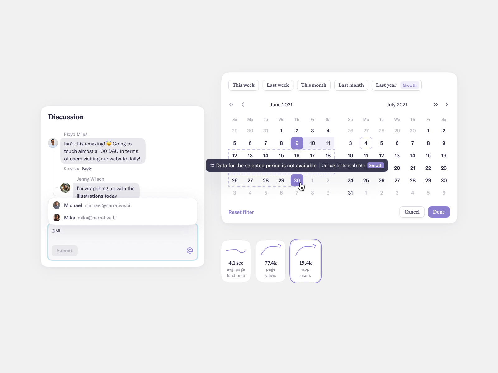 UI bites for Narrative BI by Valera Pieŭnioŭ on Dribbble