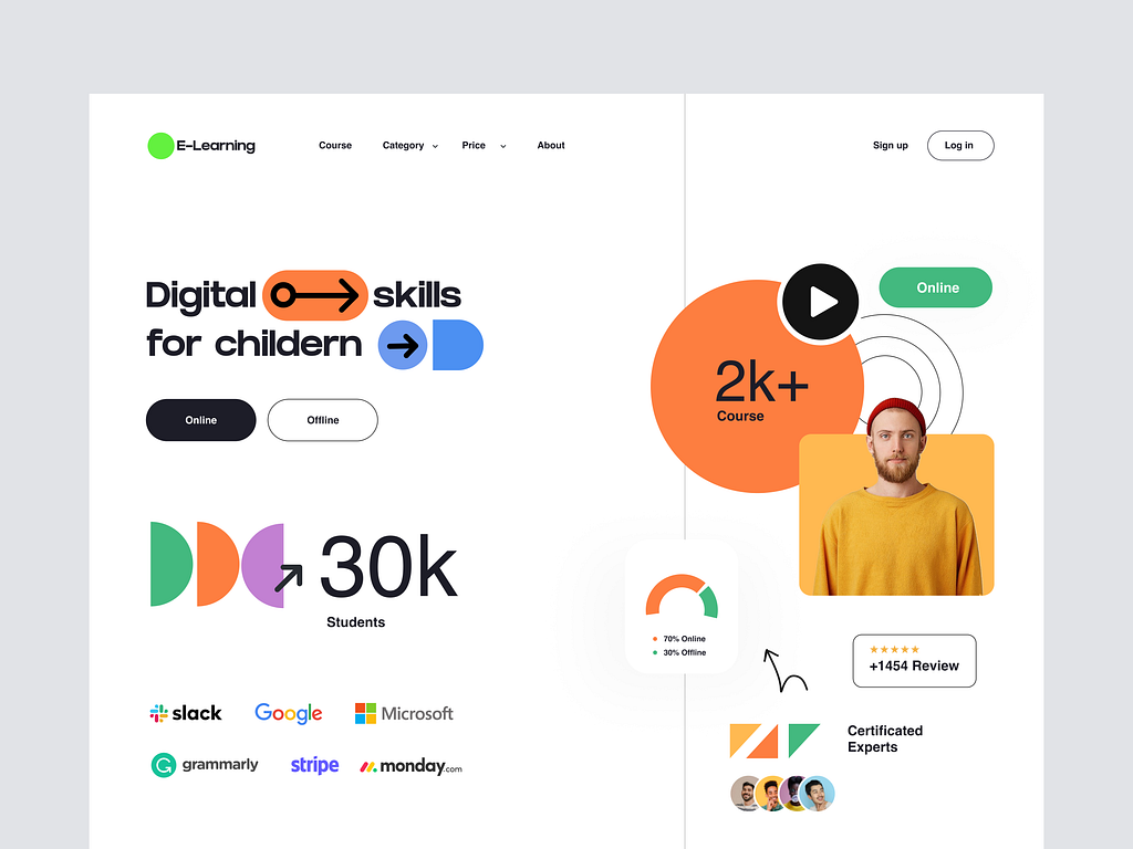 E-Learning Website Header Design by UIShyed for Ui Sharks on Dribbble