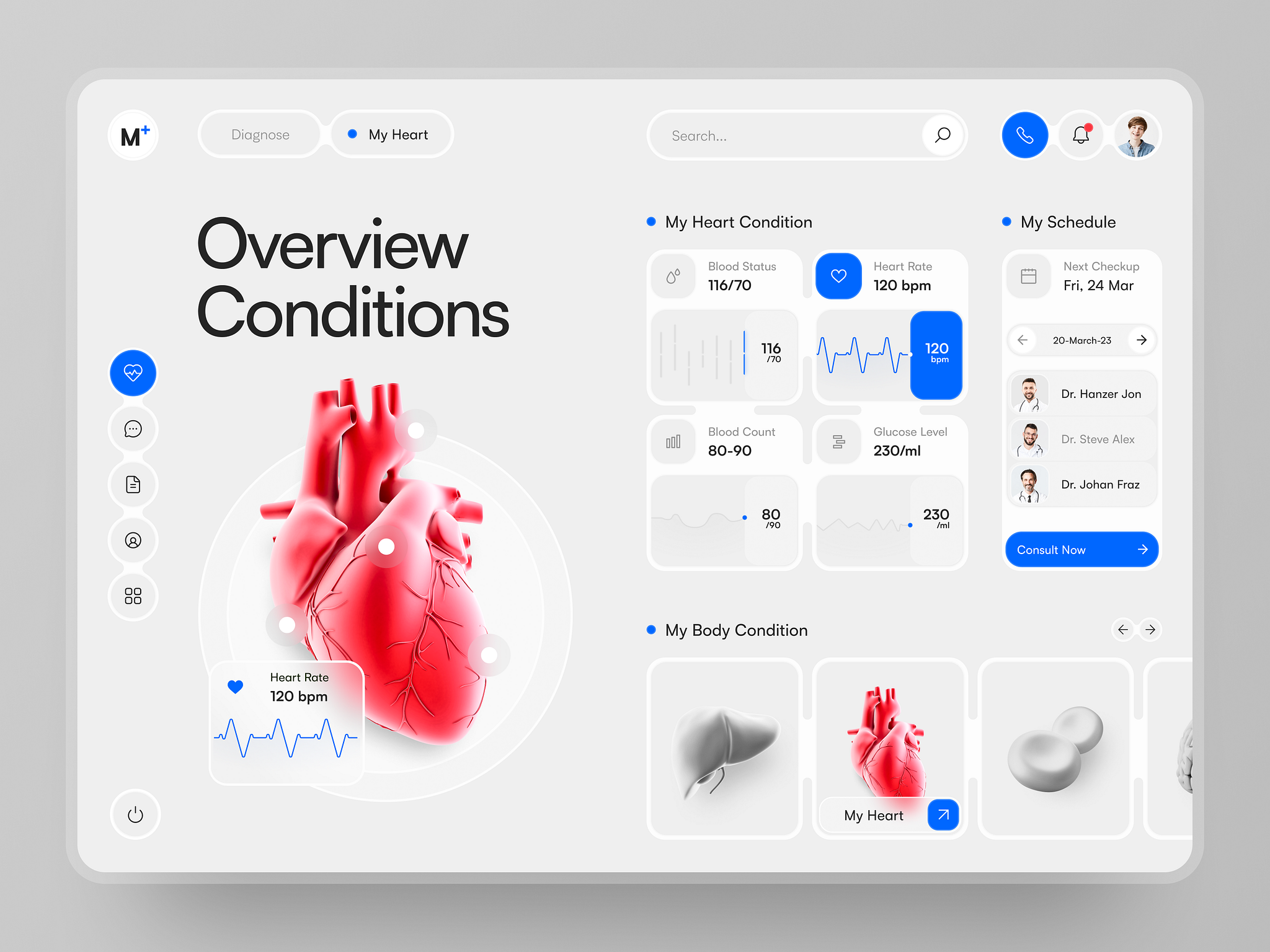 Medizinisch - Healthcare Technology Dashboard UI Concept by Adhiari ...