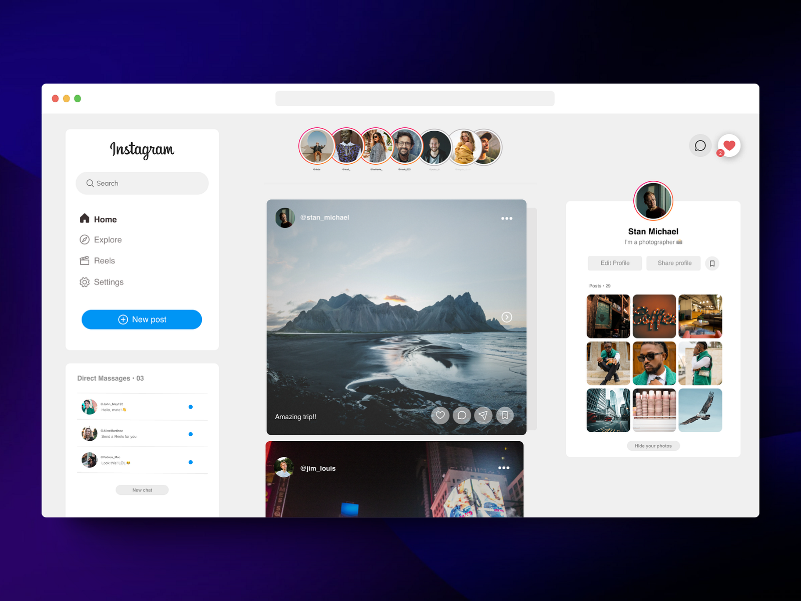 Instagram - UI Concept by Bruno Abacherli on Dribbble