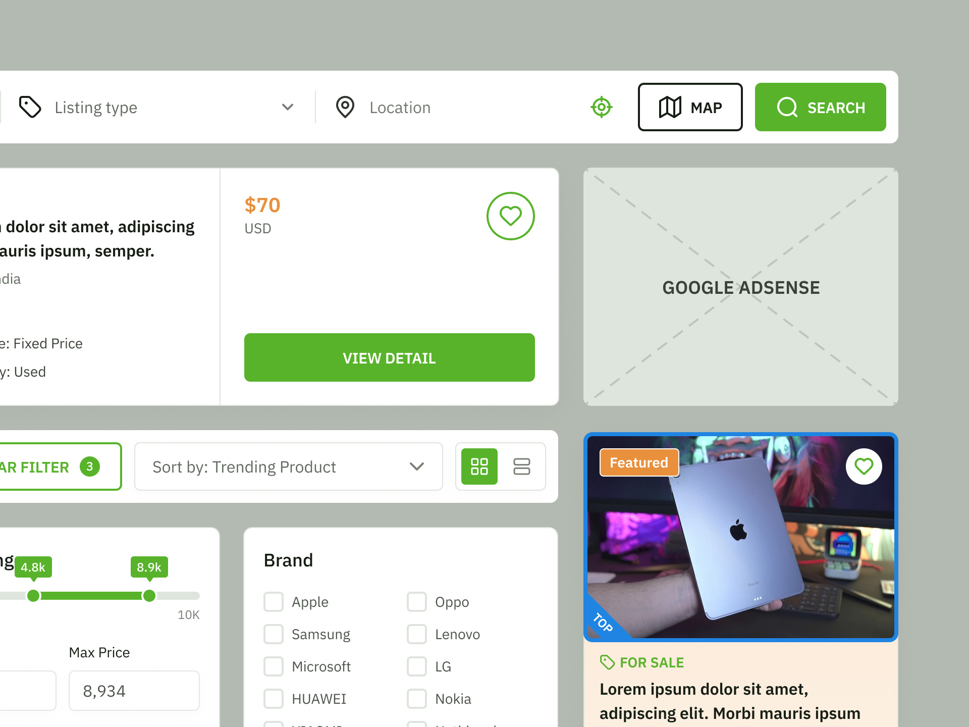 Ads Search & Filter by Templatecookie on Dribbble