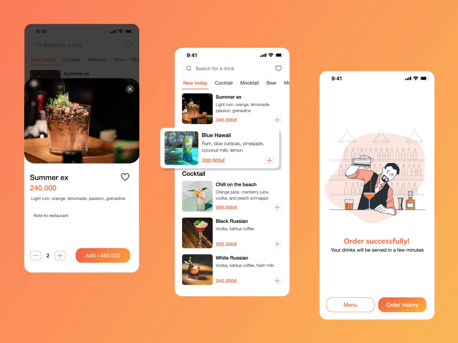 Mobile App for Bar and Restaurant by Enosta on Dribbble
