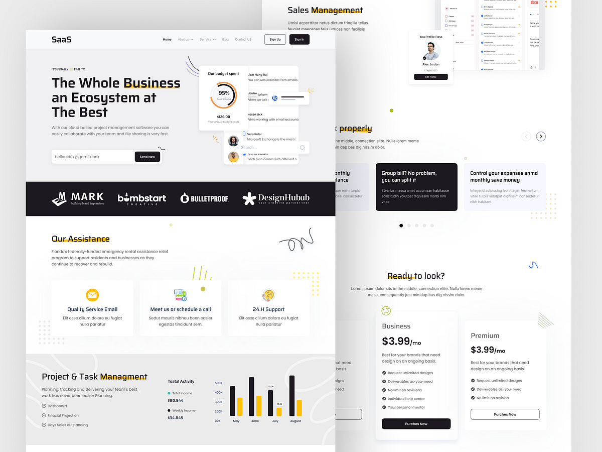 Business Management SaaS Landing Page by Ahmed Tamjid on Dribbble