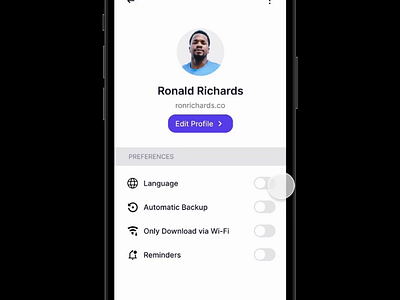 Profile screen | Toggle switch by Martha Adeleke on Dribbble