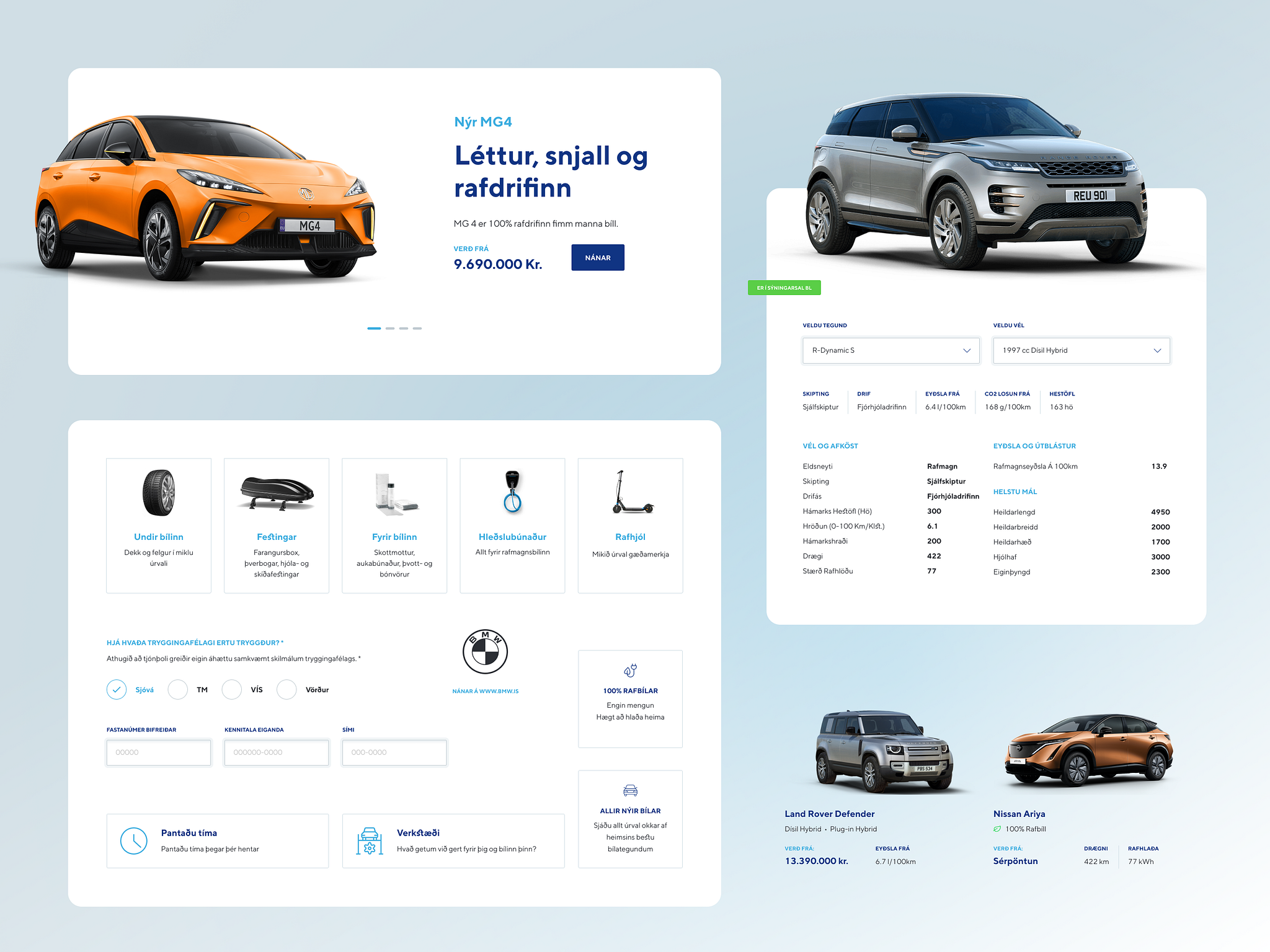 Car dealership elements by Egill Hardar for Vettvangur on Dribbble
