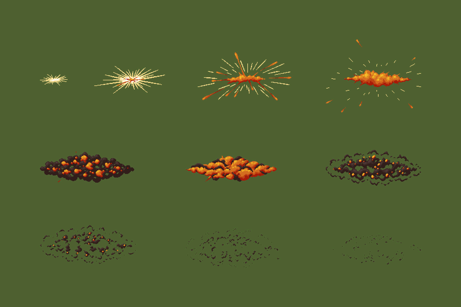 Top Down Fire and Explosion Sprites Pixel Art by 2D Game Assets on Dribbble