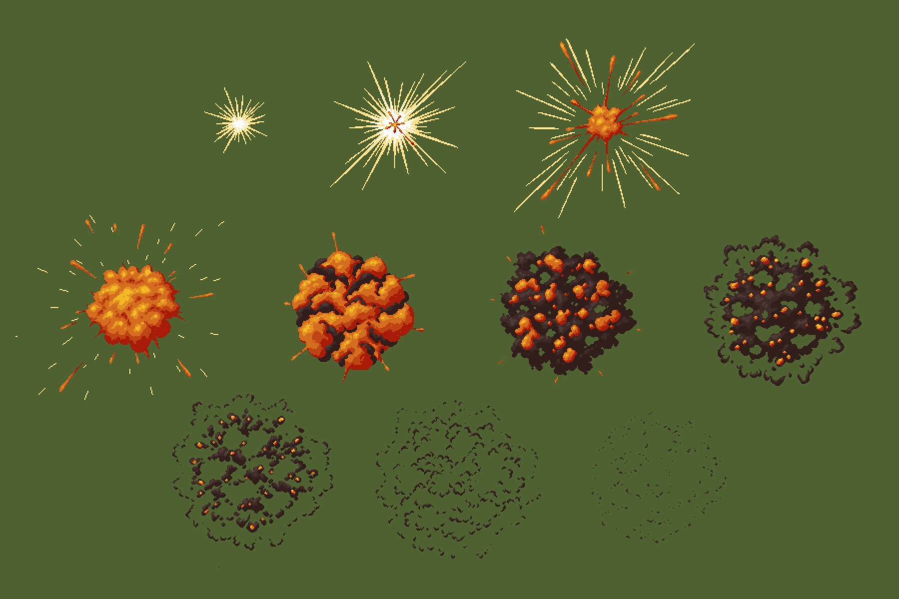 Top Down Fire and Explosion Sprites Pixel Art by 2D Game Assets on Dribbble