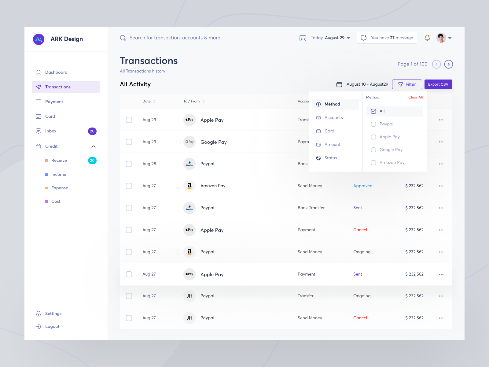 Finance-Transactions (SaaS) by Koyes Ahmed for UI Deft on Dribbble