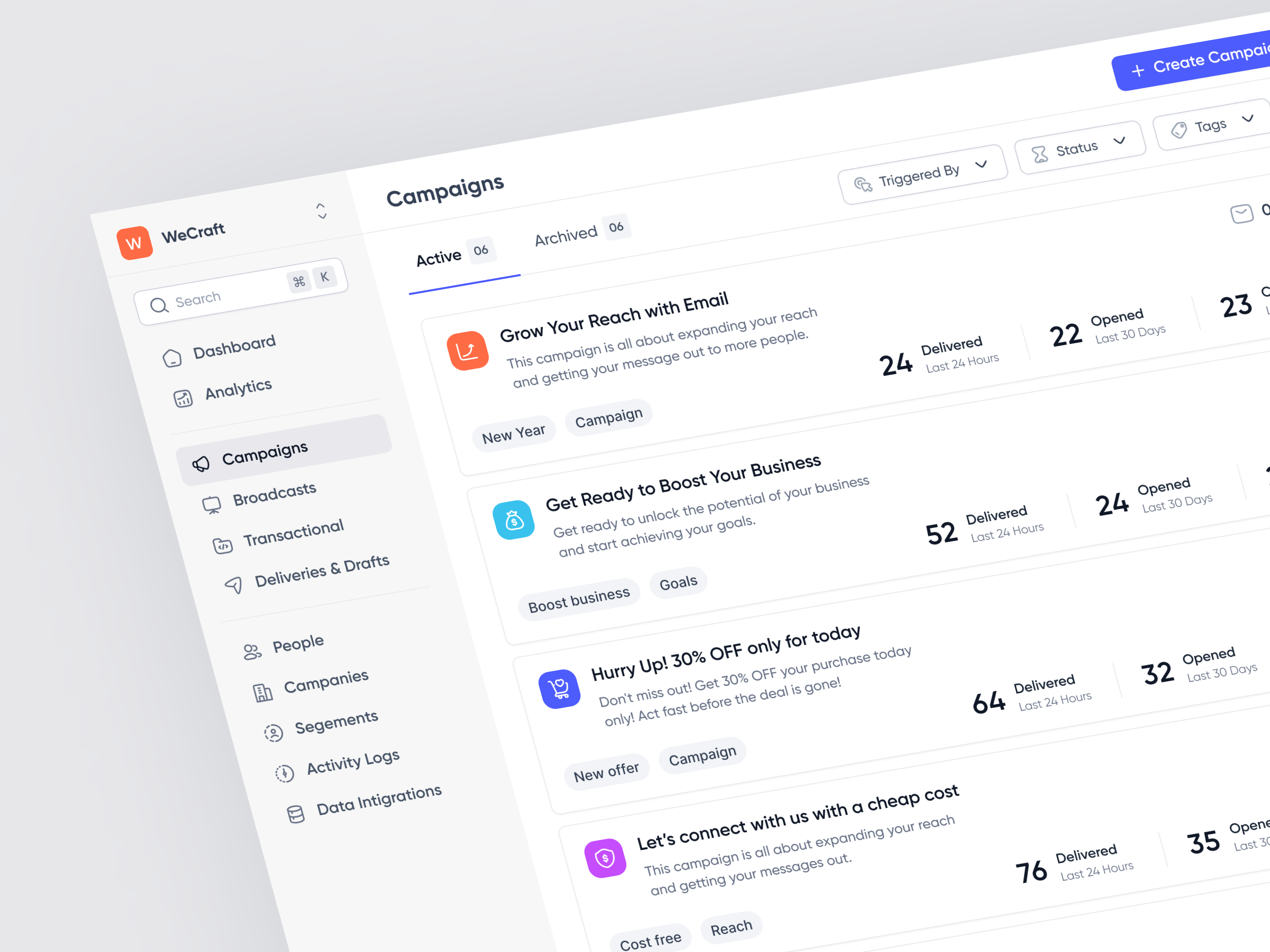 Campaign Management Dashboard by Royal Parvej for WeCraft on Dribbble