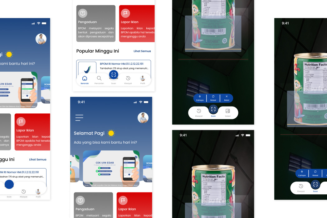 Homepage, Scanner - Redesign BPOM Mobile (Study Case) by Muhammad ...