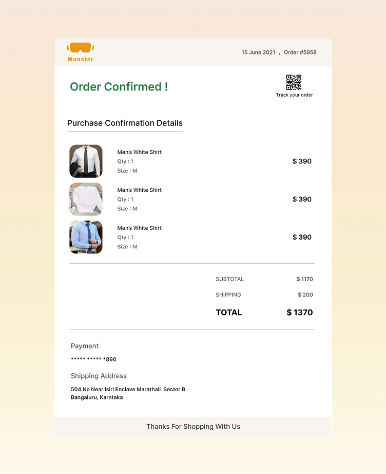 Email Reciept by Sanjana Soral on Dribbble
