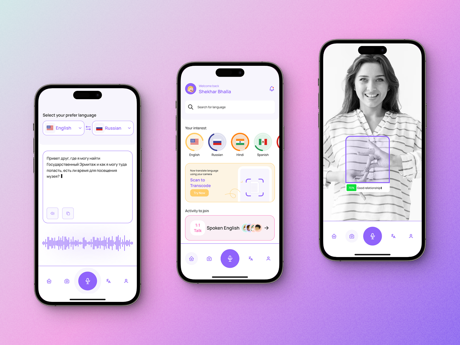 Sign and Voice Language Translator App UI Design by Rohit Patel on Dribbble