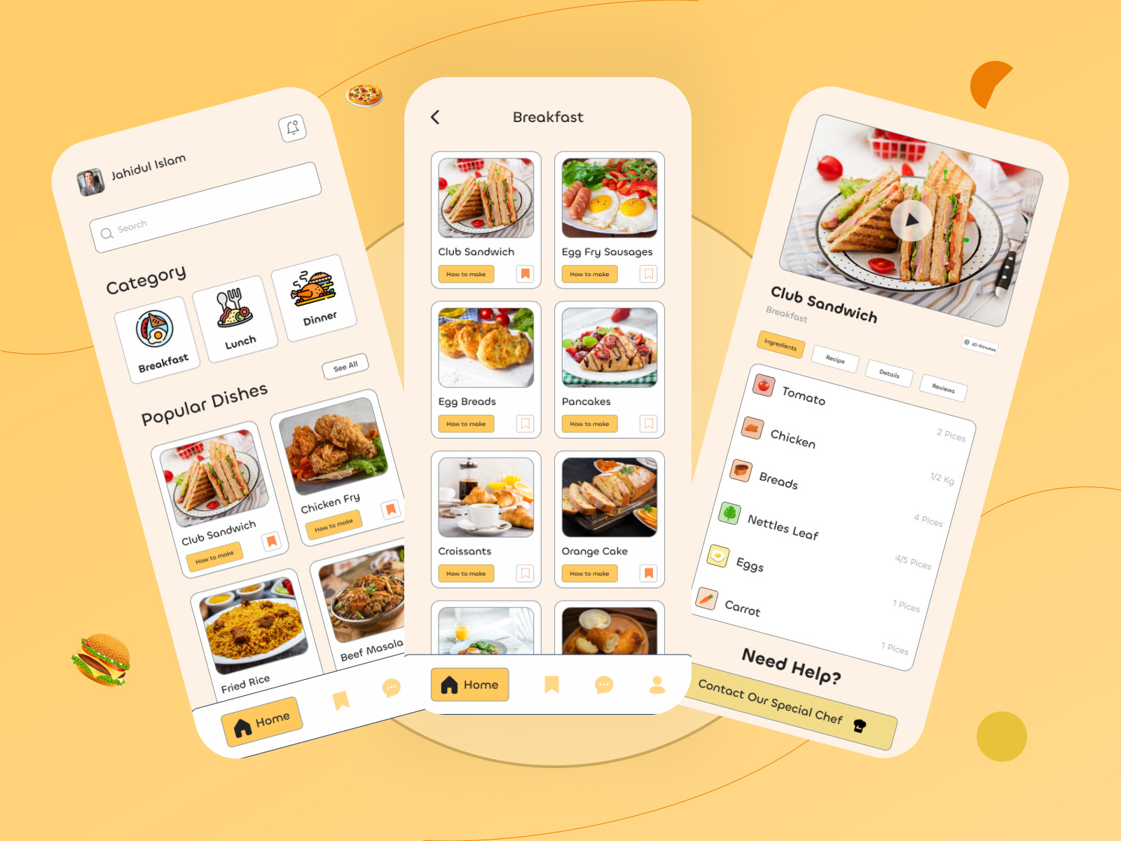 Food Recipe App UI Design by Ahsan on Dribbble